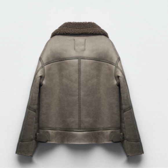 Zara | Jackets & Coats | Zara Faux Leather Shearling Doublefaced Biker ...